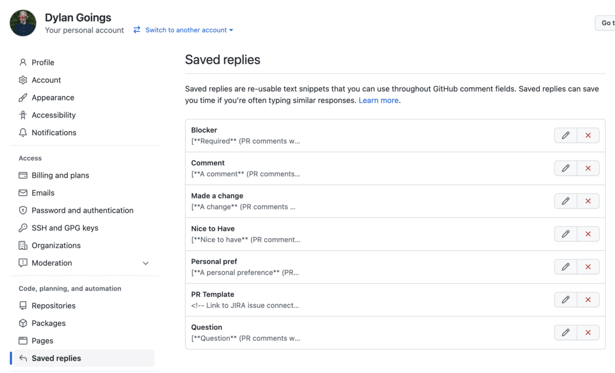 Use Github S Saved Replies To Supercharge Your Code Reviews