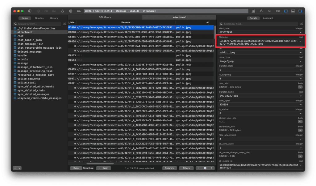 Searching Your iMessage Database (Chat.db file) with SQL