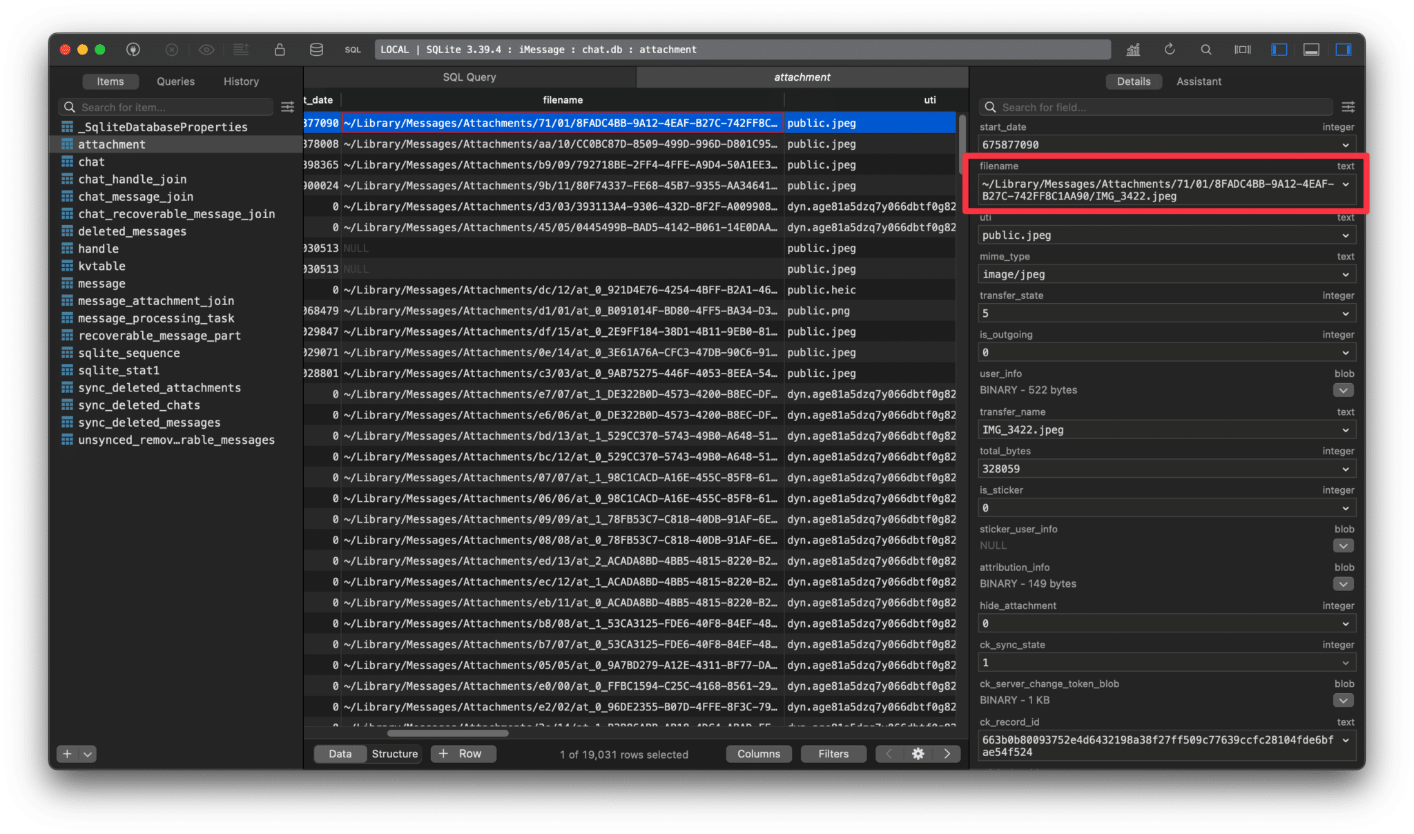 Searching Your iMessage Database (Chat.db file) with SQL