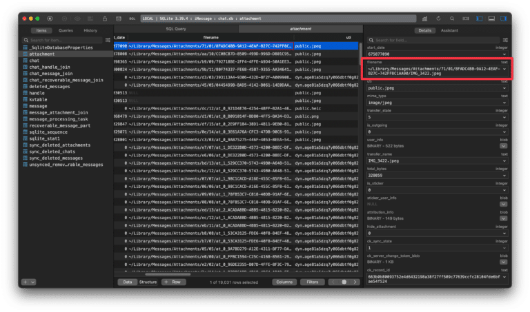 Searching Your iMessage Database (Chat.db file) with SQL
