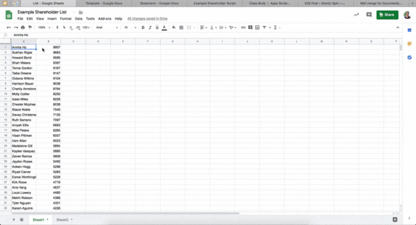Mail Merge for Documents using Google Sheet, Docs & Scripts