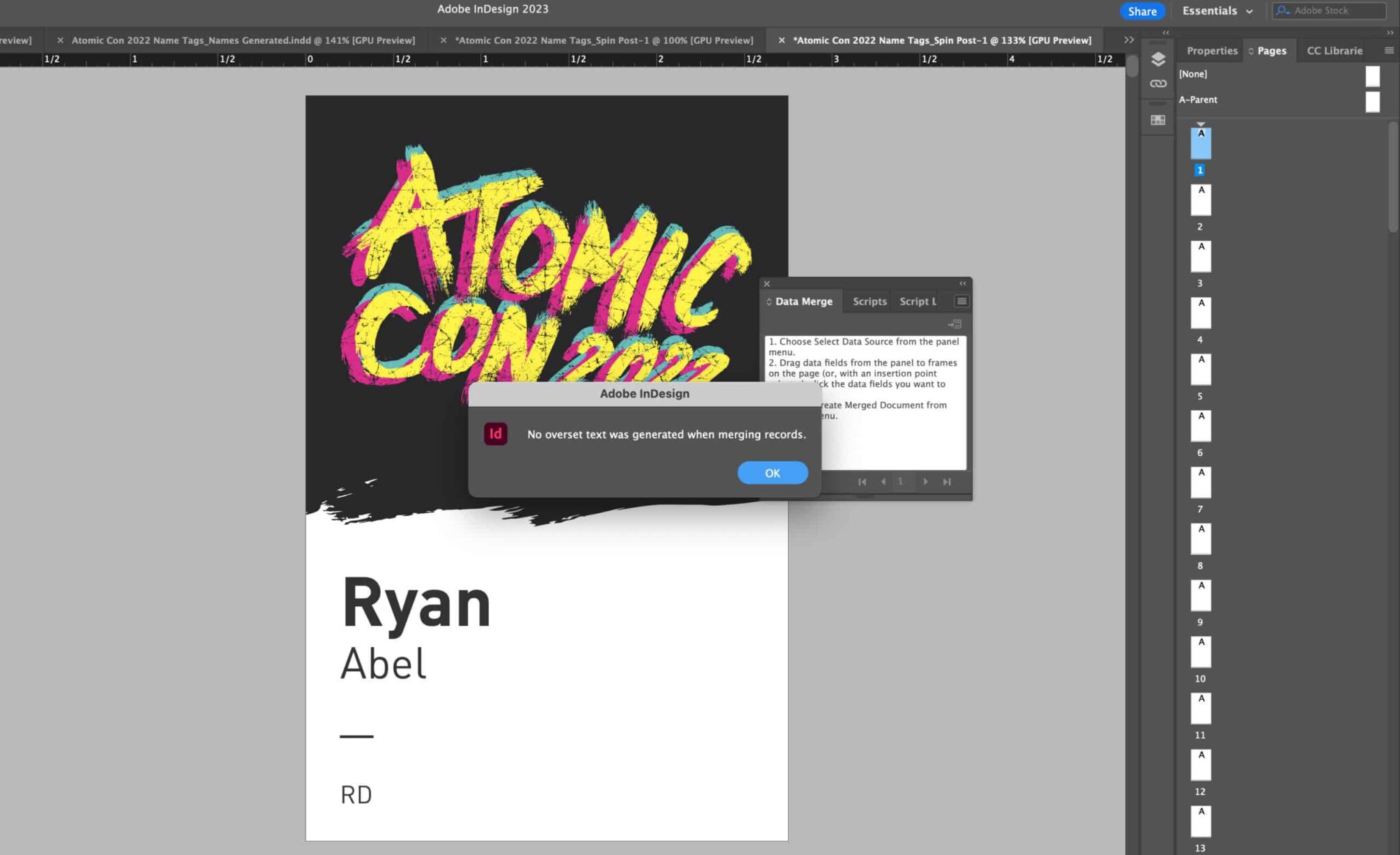 Use Indesigns Data Merge Feature To Create Name Tags